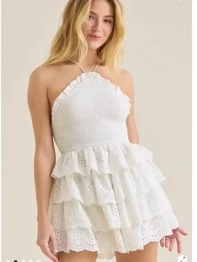 Altar'd State | Dresses | Nwt Altard State White Eyelet Halter Smocked ...